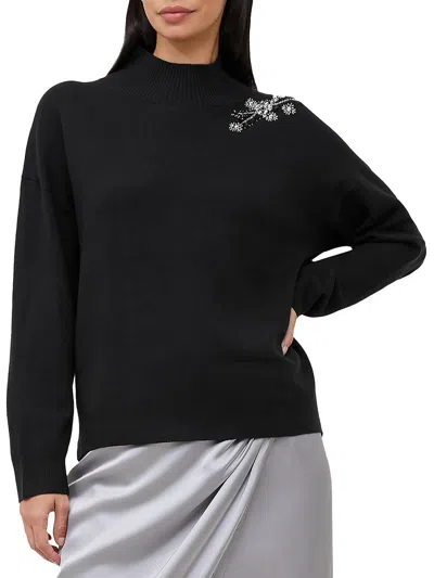 French Connection Womens Knit Ribbed Mock Turtleneck Sweater In Black ...