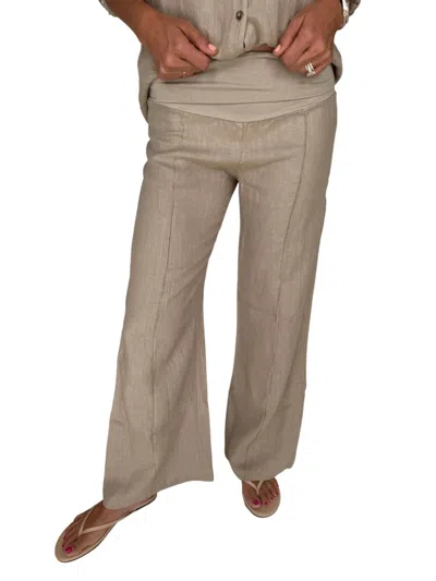 Fresh Laundry Foldover Linen Pant In Tan In Multi | ModeSens