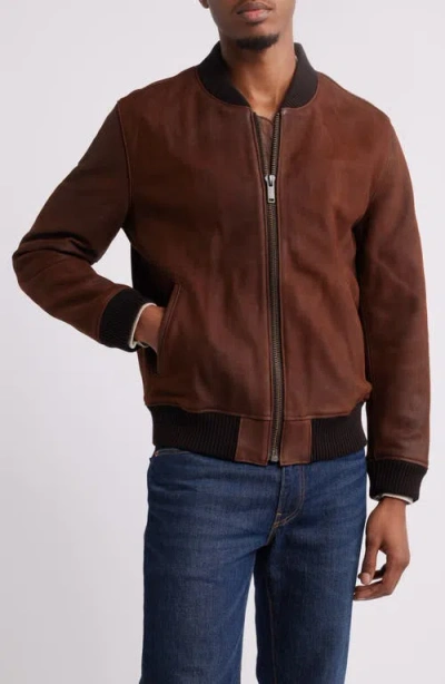 Frye Classic Leather Bomber Jacket In Cognac | ModeSens