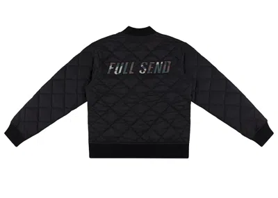 Pre-owned Full Send Men's Camo Logo Quilted Jacket In Black | ModeSens