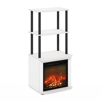 Furinno Tv Entertainment Side Table Display Rack With Fireplace Insert ...