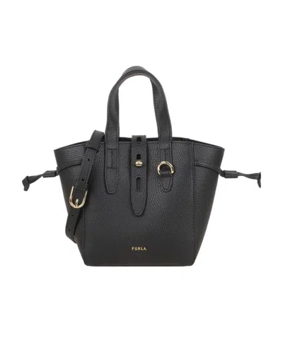 Furla Net Mini Leather Tote In Black | ModeSens
