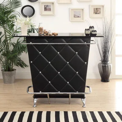 Furnizzeme Contemporary Style Leatherette Padded Bar Table With Button ...