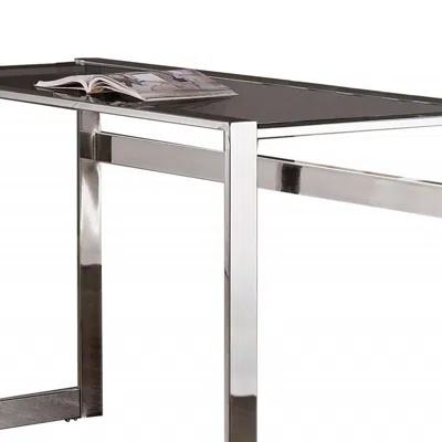 Furnizzeme Elegantly Charmed Metal Writing Desk, Silver In Metallic ...