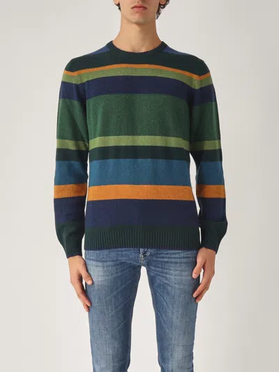 Gallo Pullover Girocollo In Maglia Rasata Sweater In Navy-basilico ...