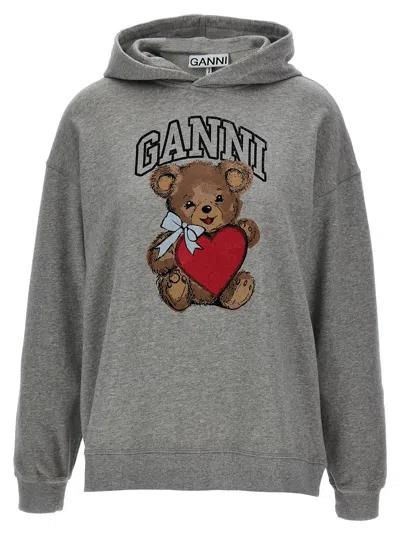 Ganni Sweatshirt With Logo In Grey | ModeSens
