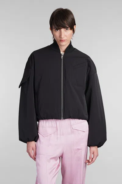 Ganni Black Oversized Bomber Jacket | ModeSens