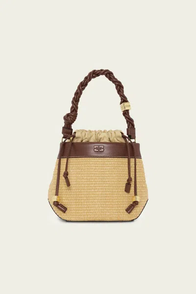 Ganni Bou Bucket Raffia Effect Bag In Nature | ModeSens