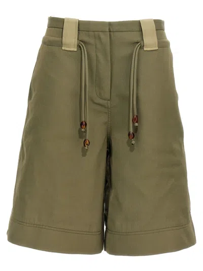 Ganni Heavy Twill Bermuda Shorts Bermuda, Short Green | ModeSens