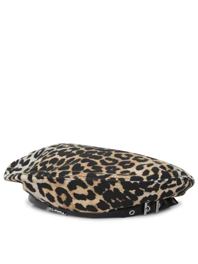 Ganni Woven Leopard Print Hat In Multicolor | ModeSens