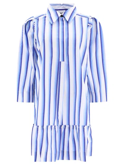 Ganni Mini Striped Shirt Dress In Light Blue | ModeSens