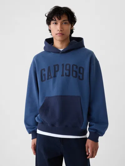 Gap 1969 Logo Colorblock Hoodie In Night Sky | ModeSens