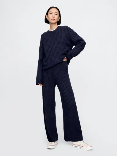 Gap Cashsoft Cable-knit Sweater Pants In Navy Uniform | ModeSens