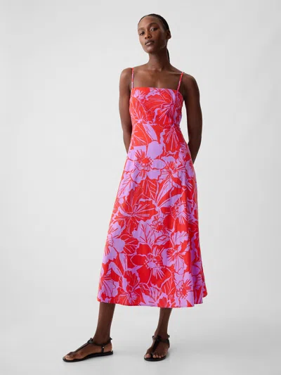 Gap Linen blend Midi Dress In Purple Lilac Red Coral Floral ModeSens