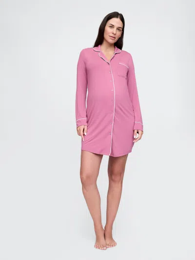 Gap Maternity Modal Pj Shirtdress In Painted Rose Pink | ModeSens