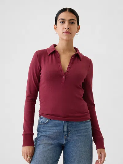 Gap Modern Cropped Polo Shirt Shirt In Red Delicious | ModeSens