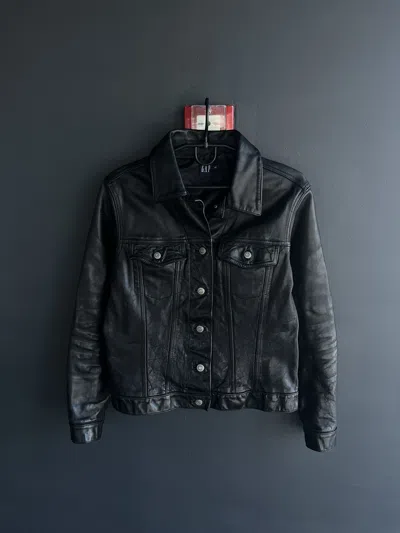 Pre-owned Gap X Vintage Y2k Gap Leather Jakcet Avant Garde Biker 90's In Black | ModeSens