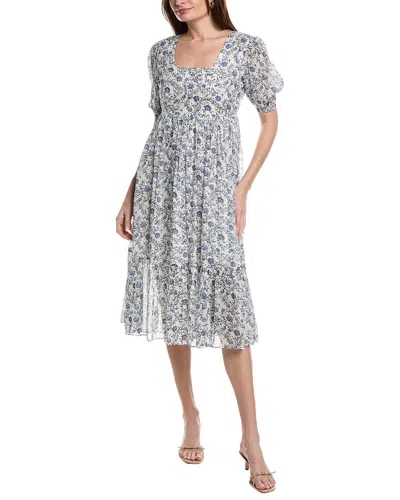 Garrie B Square Neck Midi Dress In Blue | ModeSens