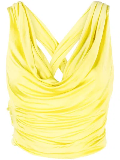 Gauge81 Juara Draped Twisted Cropped Top In Yellow | ModeSens