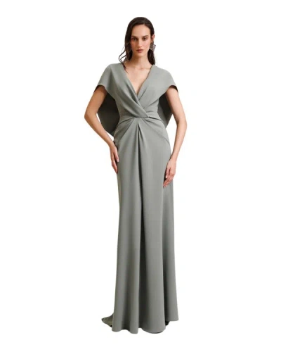 Gemy Maalouf Draped Cape-like Sleeve Dress - Long Dresses In Grey ...