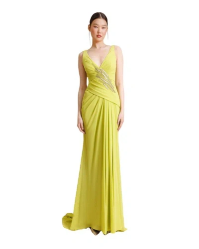 Gemy Maalouf Dress With Torso Details - Long Dresses In Gold | ModeSens