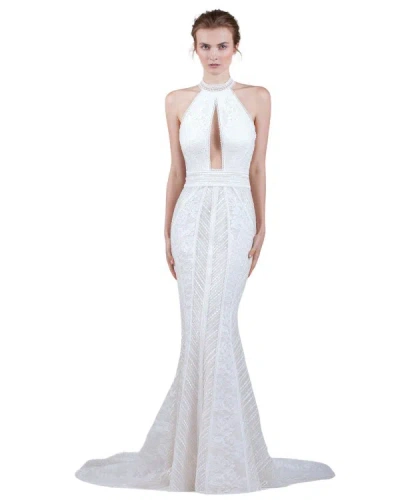 Gemy Maalouf Halter-neck With Torso Cut Gown - Bridal In White | ModeSens