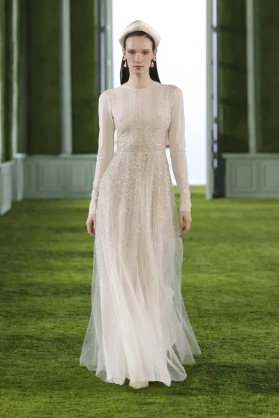 Georges Hobeika Soft Lace Gown In White | ModeSens