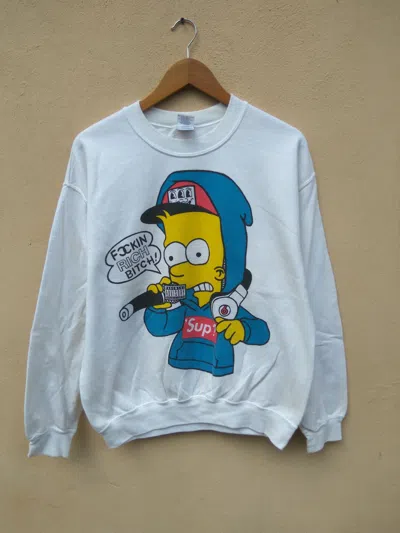 Pre-owned Gildan X The Simpsons Vintage The Simpson Fuckin Rich Bitch Supreme Parody In White ...