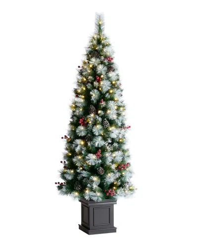 Glitzhome 6ft Pre Lit Greenery Pine Cones And Red Berries Christmas ...