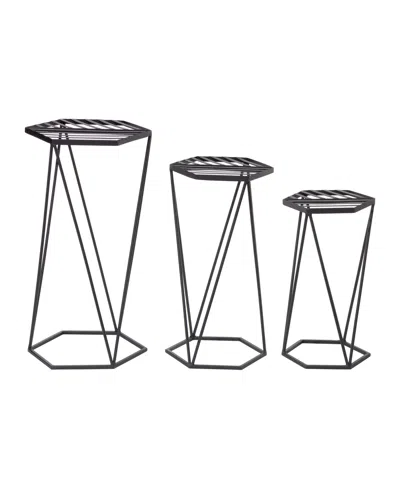 Glitzhome Modern Hexagon Plant Stand, Set Of 3 In Black | ModeSens