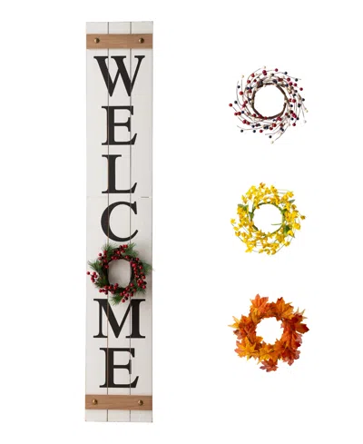 Glitzhome Wooden Welcome Porch Sign, 60" In Multi Color | ModeSens