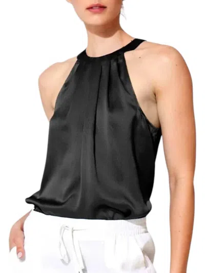 Go By Go Silk Draped Over Halter Top In Black | ModeSens