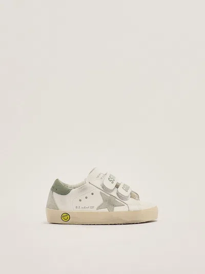 Golden Goose Kids' Old School Velcro Sneaker In Bianco-verde | ModeSens