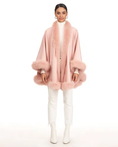 Gorski Cashmere Cape With Fox Trim In Pink | ModeSens