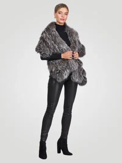 Gorski Knit Silver Fox Fur Ruffle Stole In Metallic | ModeSens
