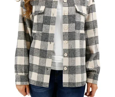 Grace & Lace Flannel Neutral Plaid Shacket In Ivory/black In Multi ...