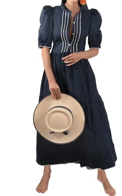 Gretchen Scott Ric Rac Roc Midi/maxi Dress In Navy In Blue | ModeSens