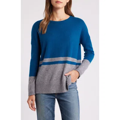 Griffen Colorblock Wool & Cashmere Crewneck Sweater In Teal/slate ...