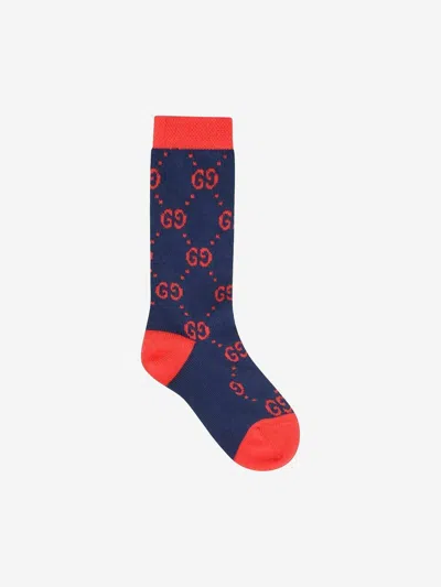 Gucci Kids' Baby Gg Cotton Socks In Blue | ModeSens