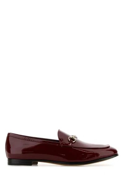 Gucci Burgundy Leather Loafers In Bordeaux | ModeSens