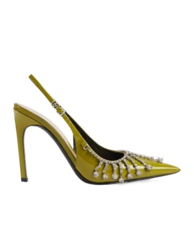Gucci Crystal Chain High-heeled Sandals In Green | ModeSens