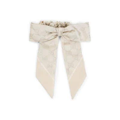 Gucci Gg Silk Scrunchie In White | ModeSens