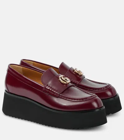 Gucci Gg Leather Platform Loafers In Rosso Ancora | ModeSens