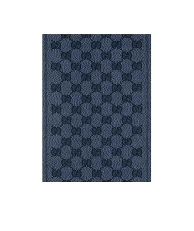 Gucci Gg Pattern Jacquard Scarf In Blue | ModeSens