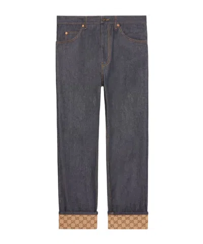 Gucci Gg Pattern Jeans In Black | ModeSens