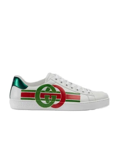 Gucci Gg Print Ace Sneakers In Gray | ModeSens