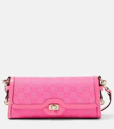 Gucci Gg Small Leather-trimmed Crossbody Bag In Pink | ModeSens