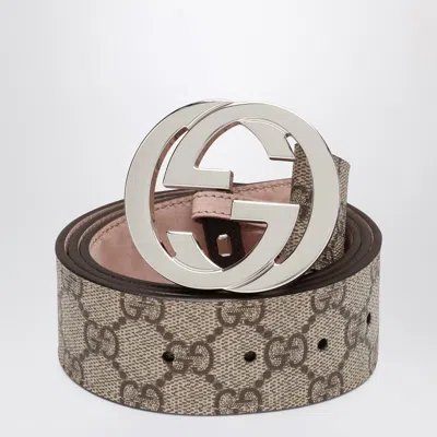 Gucci Gg Supreme Fabric Belt With Gg Buckle Men In Cream | ModeSens