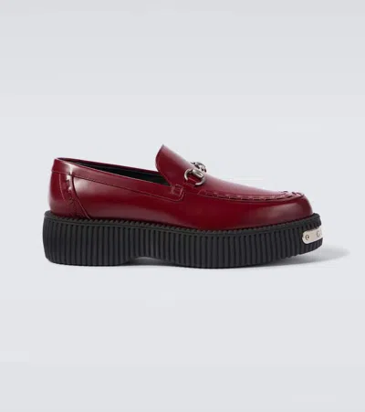 Gucci Horsebit Leather Platform Loafers In Burgundy | ModeSens