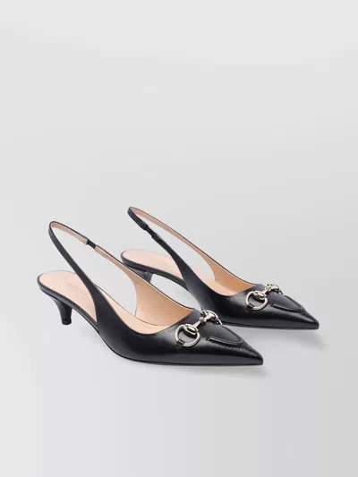Gucci Horsebit Slingback Kitten Heel Pumps In Black | ModeSens